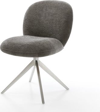 DELIFE Drehstuhl Nube-Flex Boucl&eacute; Soft Schlamm Kreuzgestell breit Edelstahl 360&deg; drehbar Wippfunktion Taschenfederkern, Esszimmerst&uuml;hle