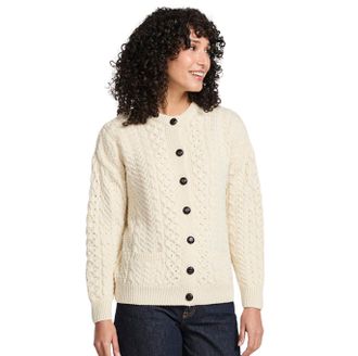 Aran Woollen Mills carraigdonn 100% Wolle Damen Holz (Irish hergestellt) XS-XXL - Natürlich, Small