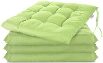 Brandsseller Lot de 4 Coussin de Chaise 40x40 cm Coussin dassise Rembourrage de Chaise avec Fixations Décoration pour lintérieur et lextérieur piqué- Vert