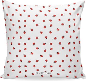 Mr. & Mrs. Panda Kissen Marienkäfer Design - Geschenk, Kissenhülle 40x40, Sofakissen, Muster, Dekokissen, niedlich, Aquarell, grüne Punkte