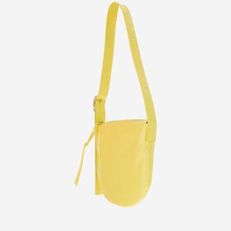 Jil Sander Womens Crinkled Leather Small Shoulder Bag Yellow Calfskin