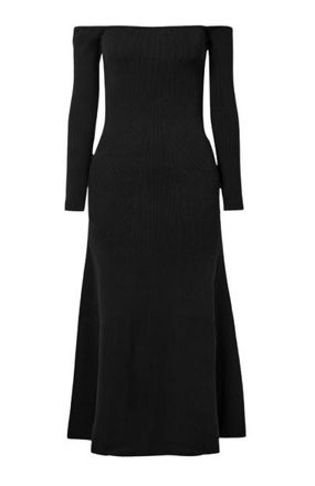 Reformation Black Ribbed Symone Cotton Sweater Dress Size M