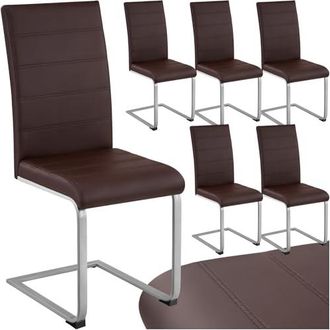 TecTake Lot de 6 Chaises de Salle &agrave; Manger Moderne Chaise Ergonomique Rembourr&eacute;e Confortable Chaise Design en Cuir synth&eacute;tique Meuble Salon avec Pieds en Acie