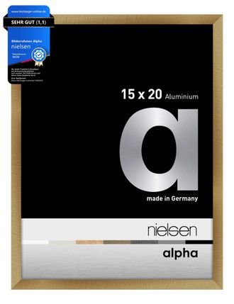 Nielsen Design Bilderrahmen, 15 x 20 cm, Aluminium, Amber matt, Fotorahmen zum Auftstellen und Aufh&auml;ngen im Hoch- & Querformat, Echtglas, Alpha