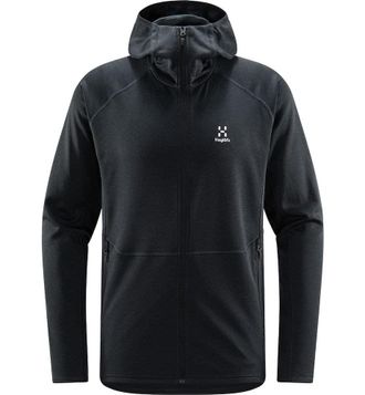 Haglöfs M Skuta Hood Schwarz - Atmungsaktiver Warmer Herren Midlayer, Größe L - Farbe True Black