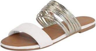 Generic 2026 Chaussures plates pour femme - Pantoufles en soie dorée à la mode - Confortables - Un pied - Sandales de plage, blanc, 39.5 EU