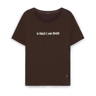 Fiorella Rubino T-shirt en coton avec inscription funny - Femme - Tops - Brun - Taille: 46 FR