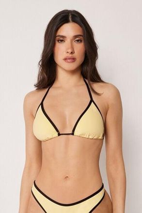 Calzedonia Triangel-bikini-top Mit Kontrastpaspel Schwarz