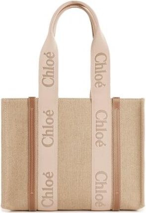 Chlo&eacute; Sac cabas Woody en cuir et toile