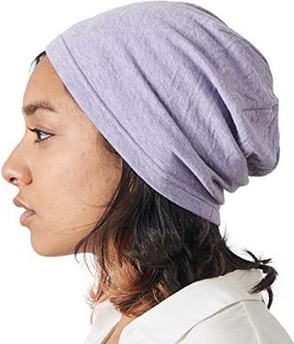 Charm by Casualbox Bonnet Chapeau Homme en Coton Bio - Beanie Femme Chimio en Tricot Tombant Chaud Toutes Saisons Made in Japan Large Pourpre