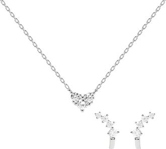 P D PAOLA PdPaola Damen-Schmuck-Set 925er Silber Kristall One Size Silber 88417305