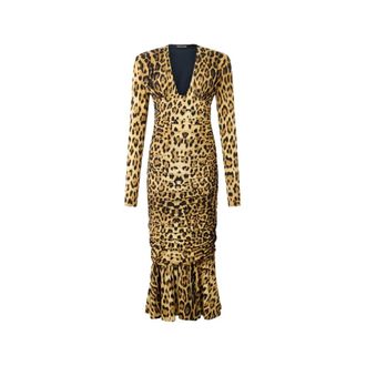 Roberto Cavalli Midi-Kleid mit Jaguar-Print - - Dresses - Damen - Braun - L