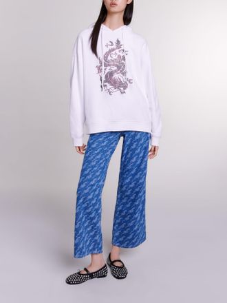 Maje Sweatshirt Oversize &Agrave; Strass - Blanc - Taille 1 - Maje