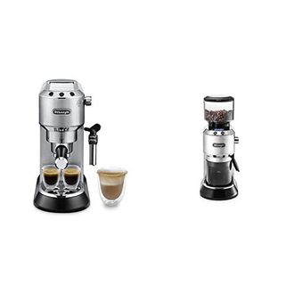 DeLonghi Dedica Style EC 685.M & KG 521.M im Set - Espresso Siebträgermaschine und elektrische Kaffeemühle, Espressomaschine mit Milchaufschäumer, Kaffeebohnen
