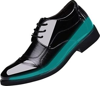 Generic Chaussures de mariage classiques &agrave; lacets pour homme - Bout pointu - En cuir - Talon bloc - Augmentation de la hauteur - Richelieu antid&eacute;rapant - Larg