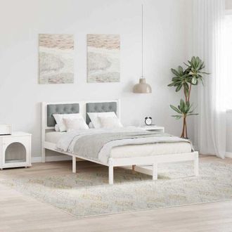 vidaXL Bettrahmen Hellgrau 120 x 190 cm Massives Kiefernholz vidaXL
