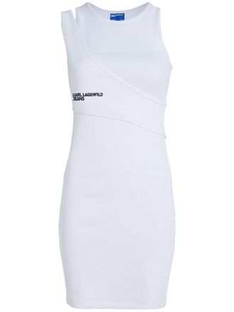 Karl Lagerfeld robe courte en maille nervurée - Blanc