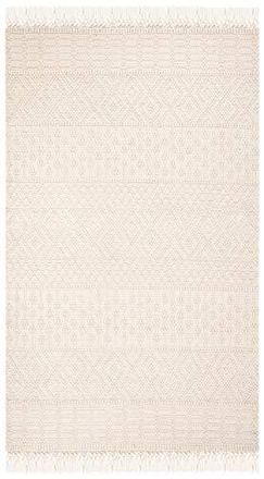 Safavieh Boho Teppich für Wohnzimmer, Esszimmer, Schlafzimmer - Natura Collection, Kurzer Flor, Elfenbein, 76 X 122 cm