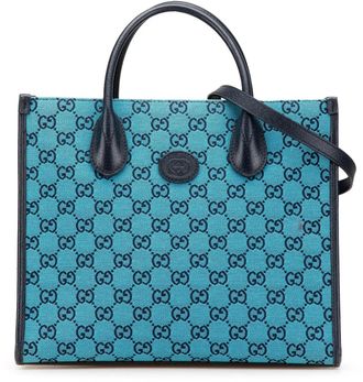 Gucci Hobo Bags - Small GG Canvas Interlocking G Tote - Gr. unisize - in Blau - f&uuml;r Damen