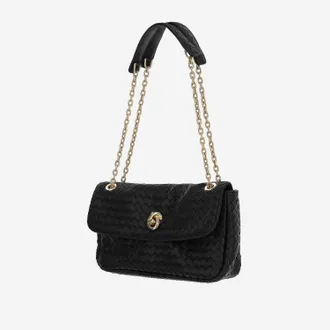 Bottega Veneta Womens Shoulder Bag Madison Black Lambskin Lamb Skin