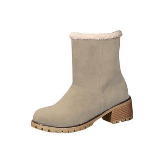 Generic Bottes de neige pour femme - Doublure en peluche chaude - Avec talon - Bout rond - Bottes western imperm&eacute;ables - Antid&eacute;rapantes - Pour lhiver - Bottes