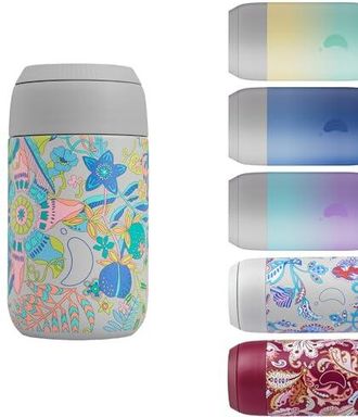 Chilly's Serie 2 Tasse a Cafe Isotherme - Tasses avec Double parois & couvercles - sans BPA en Acier Inoxydable - Liberty - Tropical Trails, 340ml