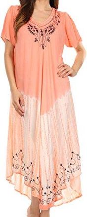 Sakkas 20SE Viveka brod&eacute; Caftan Dress - Peach - One Size