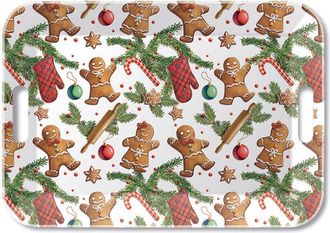Ambiente Melamin Tablett Kaffee Essen Serviertablett Dekotablett 47 x 33 cm Lebkuchen Zweige Weihnachtsmotiv Serie Gingerbread Cookies