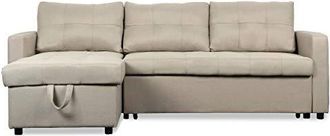 Menzzo Ecksofa umbaubar Toledo Stoff Beige