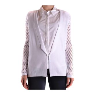 Pinko Strickjacke mit Mesh-&Auml;rmeldetail - - Knitwear - Damen - Wei&szlig; - XS