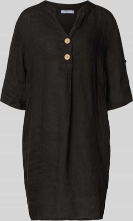 Zabaione Tunikakleid aus Leinen mit V-Ausschnitt Modell Ki44ra
