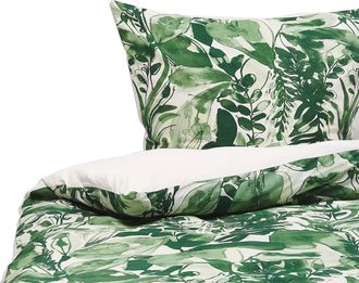 Beliani Modernes Bettwäsche Set weiß/grün Baumwolle 155 x 220 cm Greenwood
