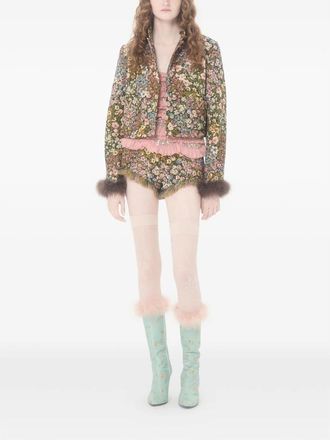 Valentino Fringed Floral-print Shorts