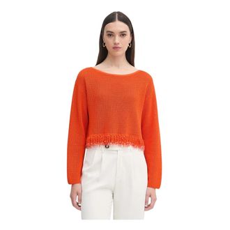 Patrizia Pepe Mesh-Oberteil mit Schmuckdetails - - Knitwear - Damen - Orange - XS