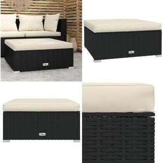 vidaXL Vidaxl - Garten-Fu&szlig;hocker mit Kissen Schwarz 70x70x30 cm Poly Rattan - Gartenfusshocker - Outdoor-Sitzgelegenheit - Gartenottoman - Lounge M&ouml;bel