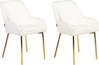 Beliani Esszimmerstuhl 2er Set LOVERNA Samtstoff Cremeweiß