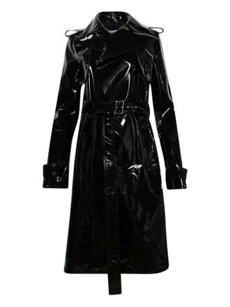 LaQuan Smith trench ceinturé à fini verni - Noir