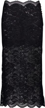 Paco Rabanne Femme, Jupes, Noir, Taille: 40 FR Jupe Midi en Dentelle
