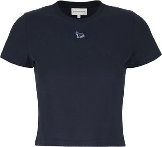 Maison Kitsun&eacute; Femme, Tops, Bleu, Taille: 40 FR T-shirt brod&eacute;
