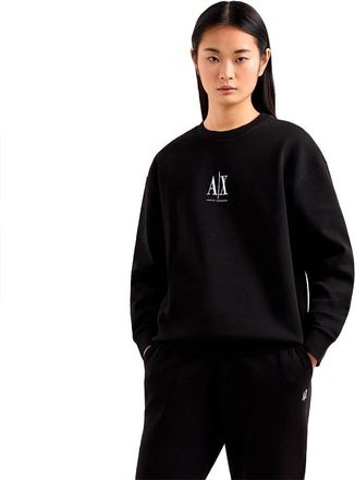 A|X Armani Exchange Womens, Icon Project, Embroidered Logo, Crewneck Sweatshirt, Black, L
