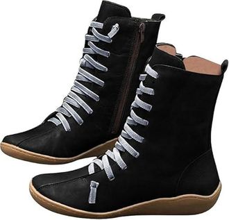 Generic Bottines pour femme - Coupe large - Imperméables - Style vintage - Soutien de la voûte plantaire - Chaussures compensées décontractées et antidérapant