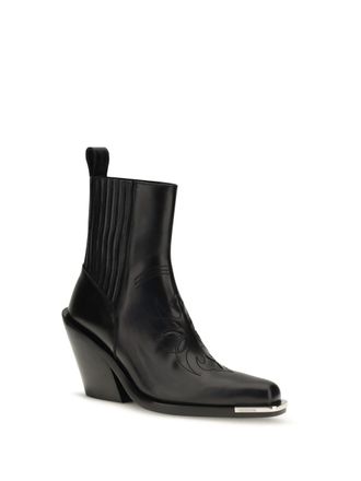 Paco Rabanne Leather Cowboy Cowboy Boot - Black