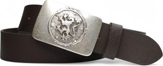 Fronhofer Trachtengürtel mit bayerischer Gürtelschnalle in Altsilber, 4 cm 18530, Größe:Körperumfang 115 cm/Gesamtlänge 130 cm, Farbe:Dunkelbraun