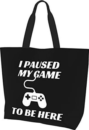 AOOEDM Jai mis en pause mon jeu pour ce sac &agrave; provisions r&eacute;utilisable en toile pour dames