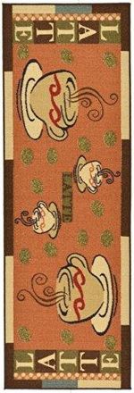 Ottomanson Saras Kitchen-Kollektion Teppichläufer mit Gummirückseite und Kaffeetassen-Design, 50 cm x 150 cm, Dunkelorange
