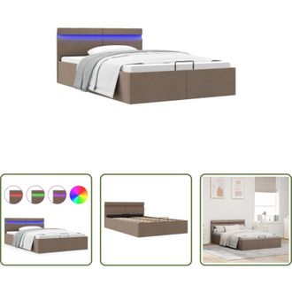 vidaXL vidaXL Bettkasten - Bett mit Bettkasten Hydraulisch mit LED Taupe Stoff 120x200 cm