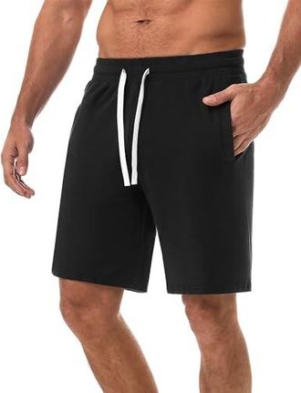 iClosam Short Sport Homme 100% Coton Shorts Court Casual Bermudas Respirant Cordon Ajustable de Fitness Jogging Gym Beach
