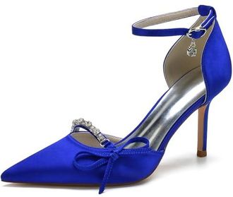 Minitoo Shoes - MY003 - Chaussures de soirée pour femme - Escarpins à bride avec noeuds - Pour femme, My003 Bleu roi Talon 8 5 cm, 40 EU