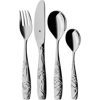 WMF Faultier Kinderbesteck Set 4-teilig, Besteck Kinder Edelstahl, Kinderbesteck ab 3 Jahre, Cromargan poliert, sp&uuml;lmaschinengeeignet