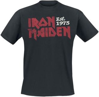 Iron Maiden Stamp Logo Homme T-Shirt Manches Courtes Noir 4XL 100% Coton Regular/Coupe Standard